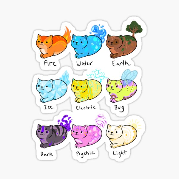 "9 Cats of the Elements" Sticker for Sale by themagicbox | Redbubble