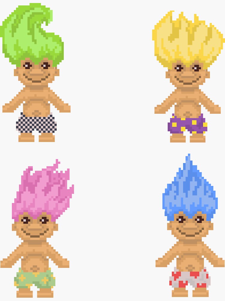 "pixel art troll dolls" Sticker for Sale by Framacen | Redbubble
