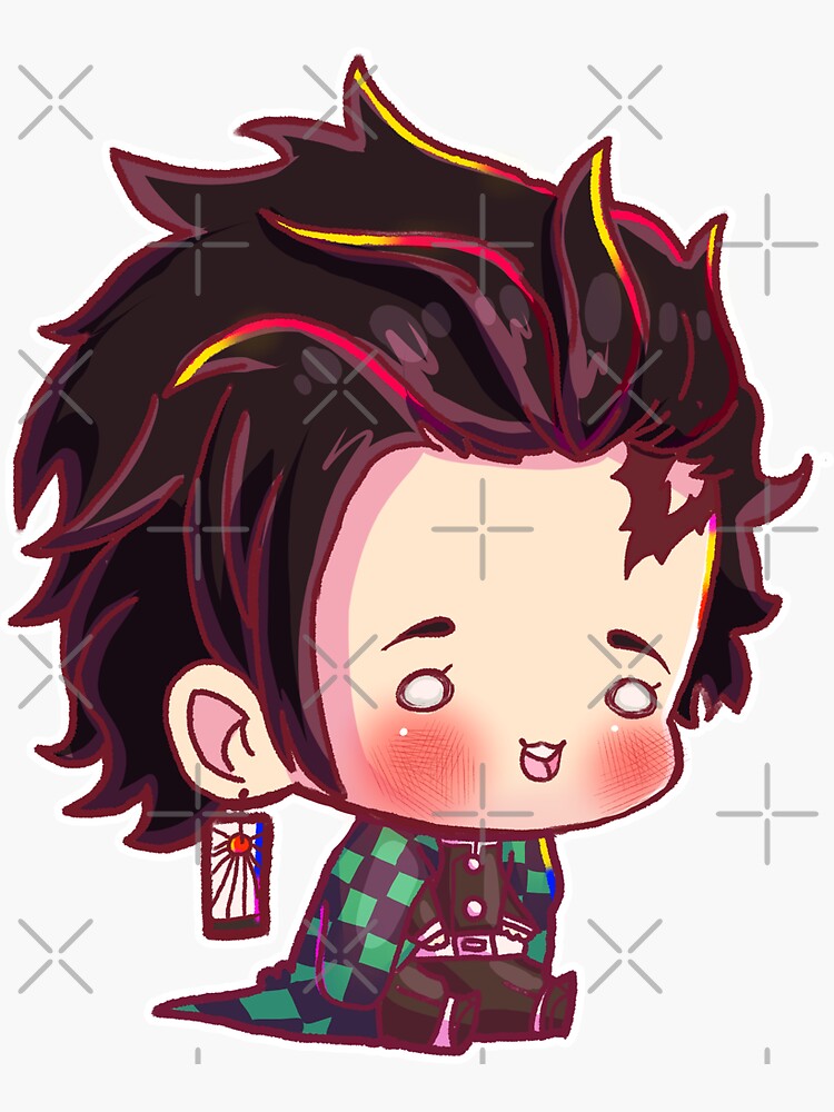 "Tanjiro Chibi " Sticker by rivergoblin | Redbubble