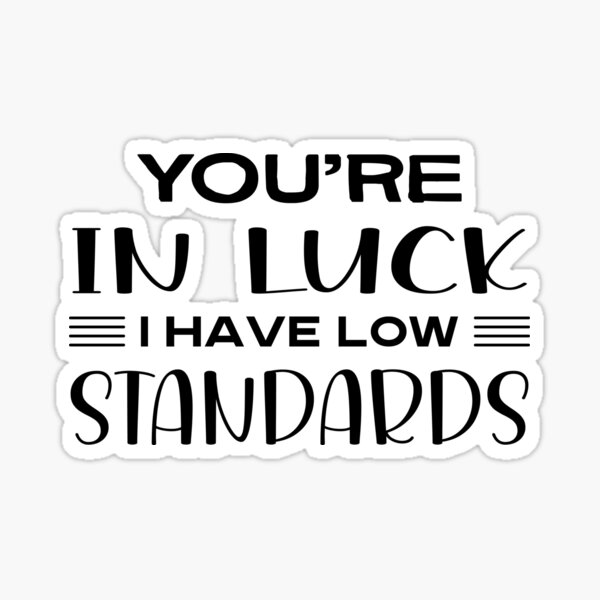 "You're in luck I have low standards" Sticker by pnkpopcorn | Redbubble