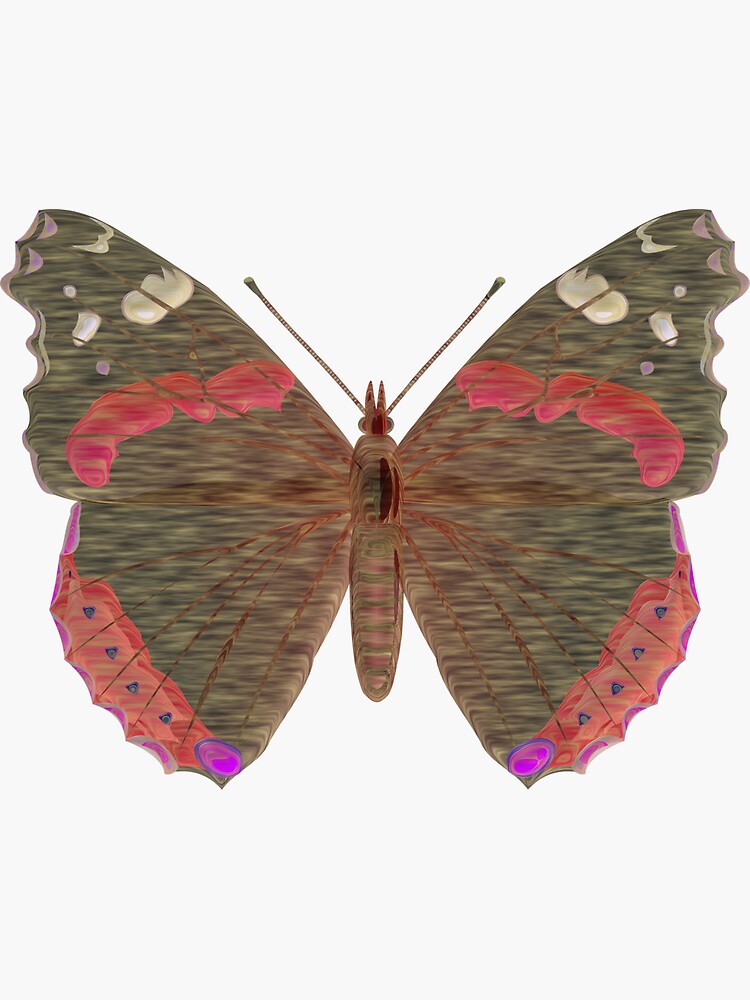 "Wooden red admiral butterfly" Sticker by Elonium | Redbubble