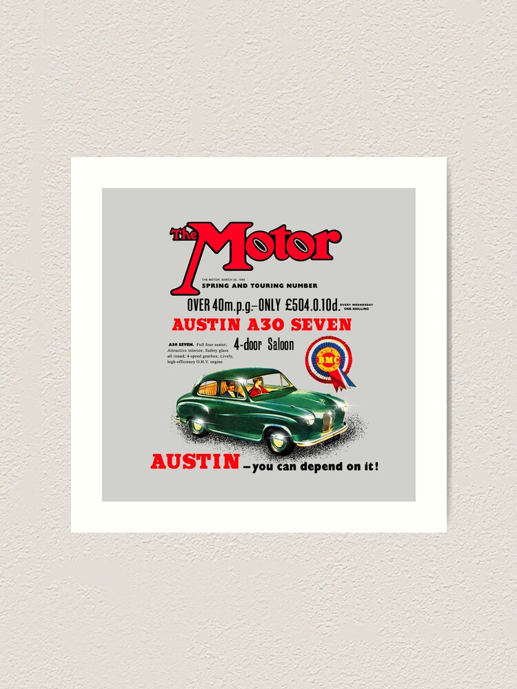 "The Motor Austin A30 Seven Vintage Car by MotorManiac " Art Print for ...