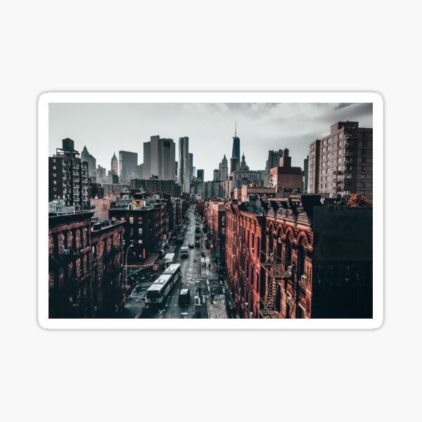"New York City skyline and Chinatown neighborhood in Manhattan" Sticker ...