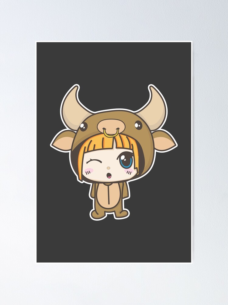 "Taurus Kawaii / Chibi Girl in Taurus Costume " Poster by CoolSkin ...