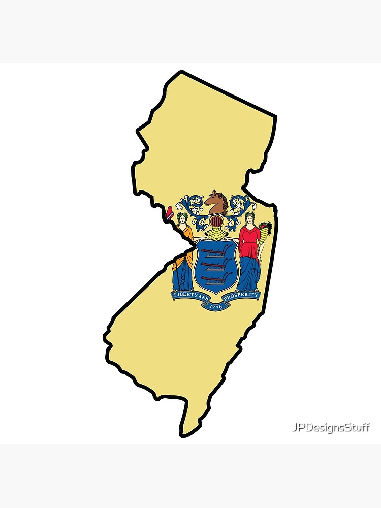 "New Jersey State Outline with Flag" Poster for Sale by JPDesignsStuff ...
