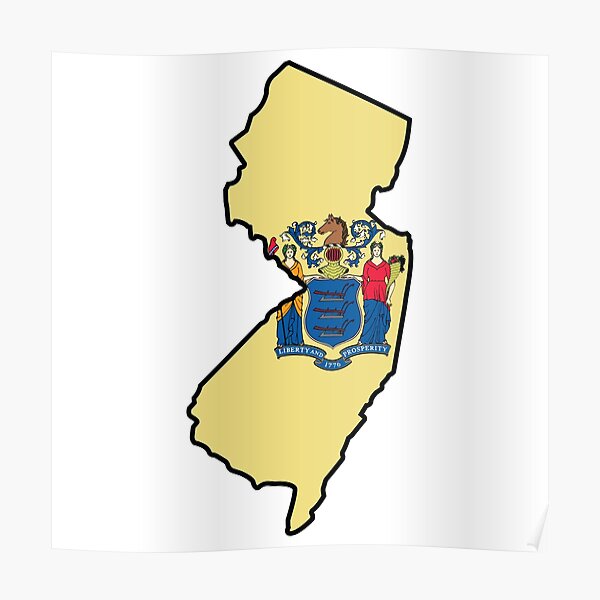 "New Jersey State Outline with Flag" Poster for Sale by JPDesignsStuff ...