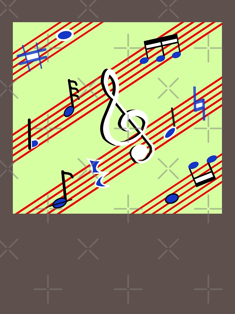 "Music Symbols on Slanted Red Music Bars against a Mint Green ...