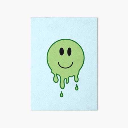 "Green Drippy Smiley Face" Art Board Print by madstickerz | Redbubble