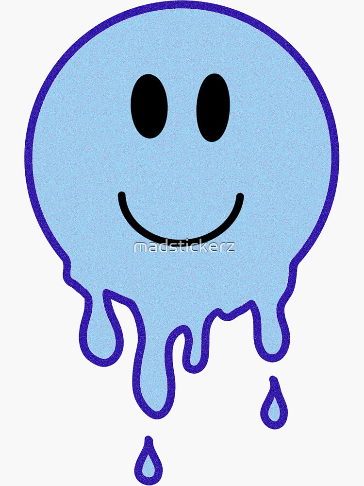 "Blue Drippy Smiley Face" Sticker by madstickerz | Redbubble