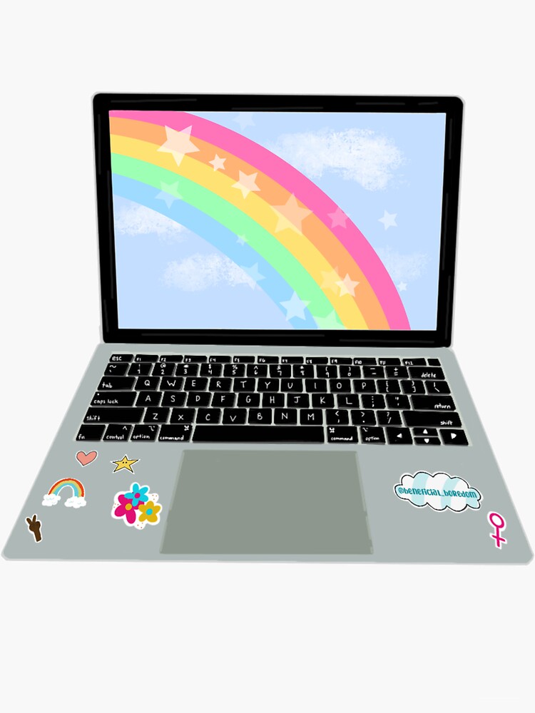 "Macbook with rainbow screensaver design" Sticker for Sale by ...
