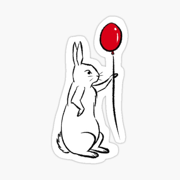 "Rabbit with Red Balloon" Sticker for Sale by StudioHitsu | Redbubble