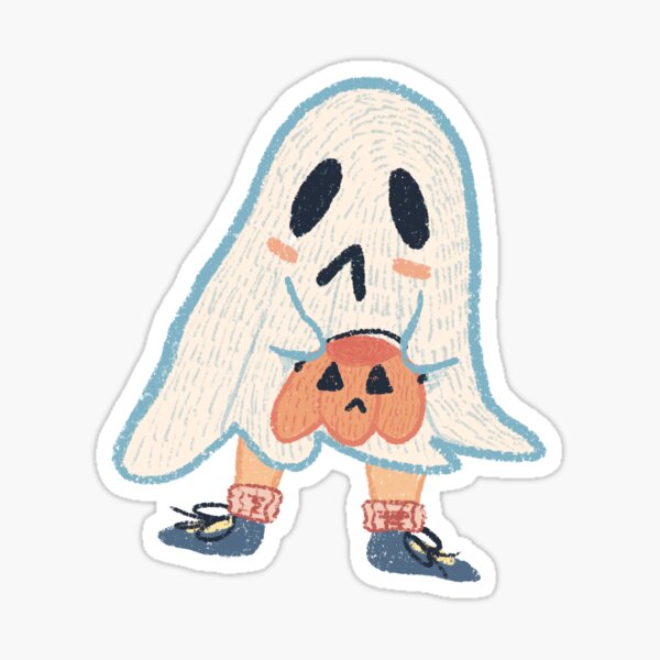 "little ghost boy, spooky, ghost, illustration" Sticker for Sale by ...