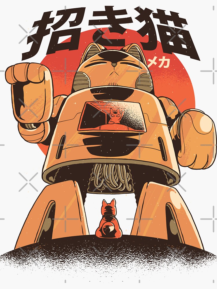 "Neko Robot - Cute Japanese Robot Cat" Sticker by Artrographic | Redbubble
