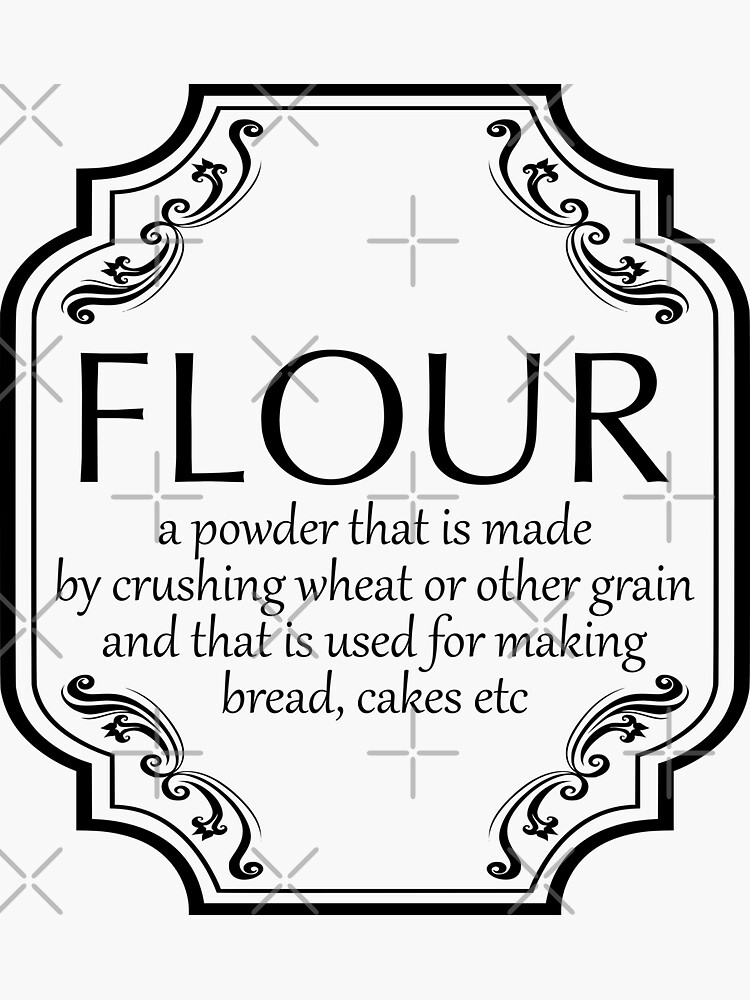 "Vintage Flour Label with Definition" Sticker for Sale by GinaBirki ...