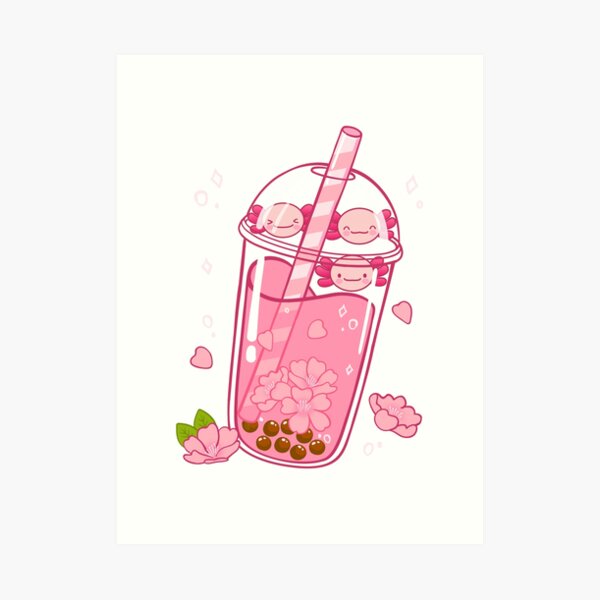 "Axolotl Bubble Tea Boba Girl Who Loves Axolotls" Art Print for Sale by ...