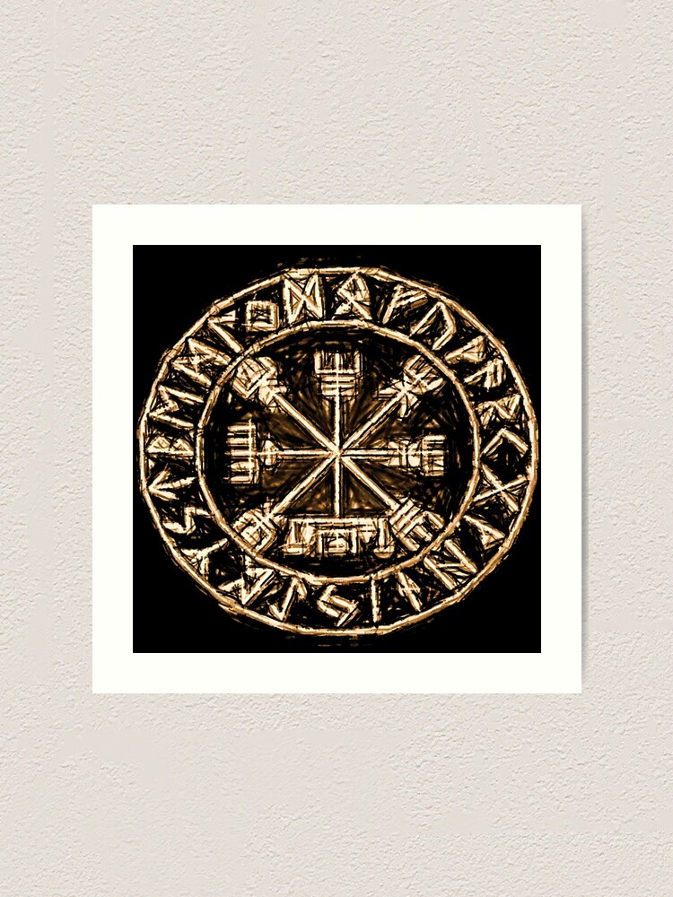 "Vegvisir Viking Compass Norse Mythology And Nordic Symbol" Art Print ...
