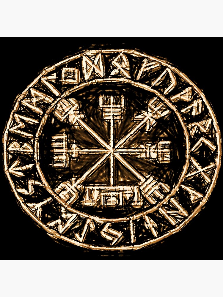 "Vegvisir Viking Compass Norse Mythology And Nordic Symbol" Art Print ...