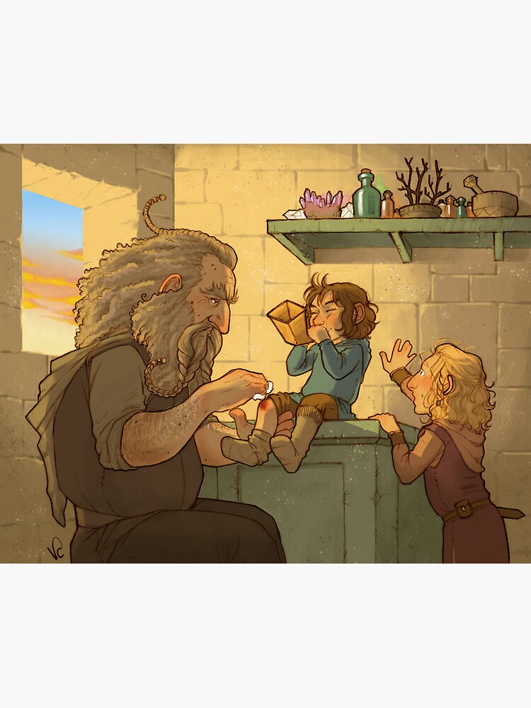 "The Dwarflings and the Healer" Sticker by vitislololo | Redbubble