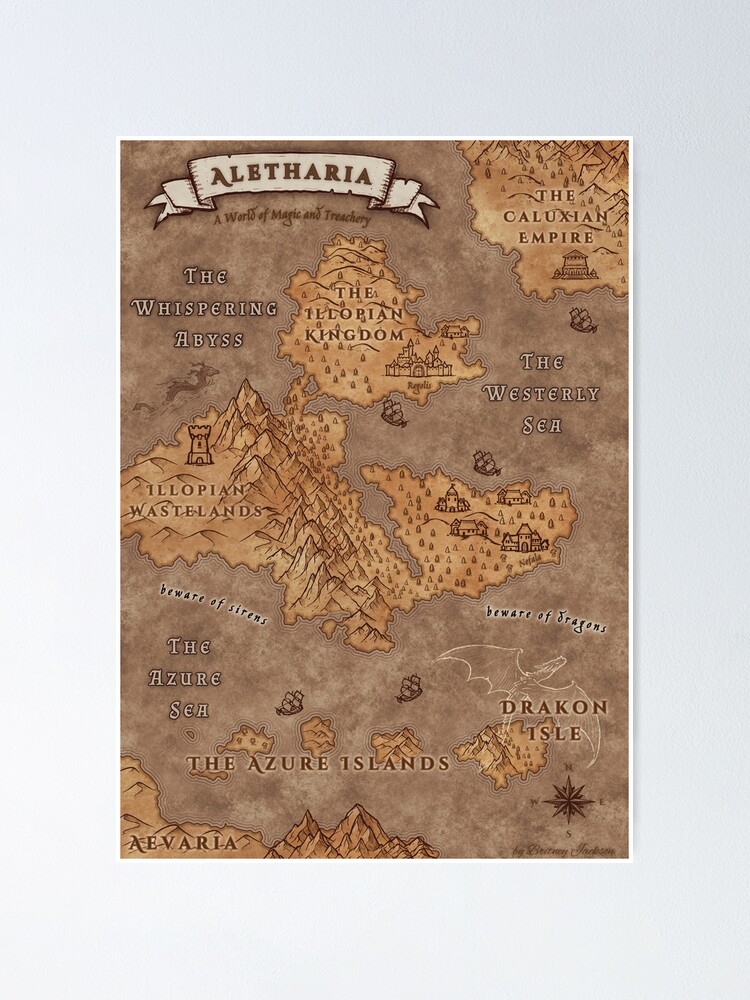 "Map of Aletharia (Parchment)" Poster for Sale by britney-jackson ...