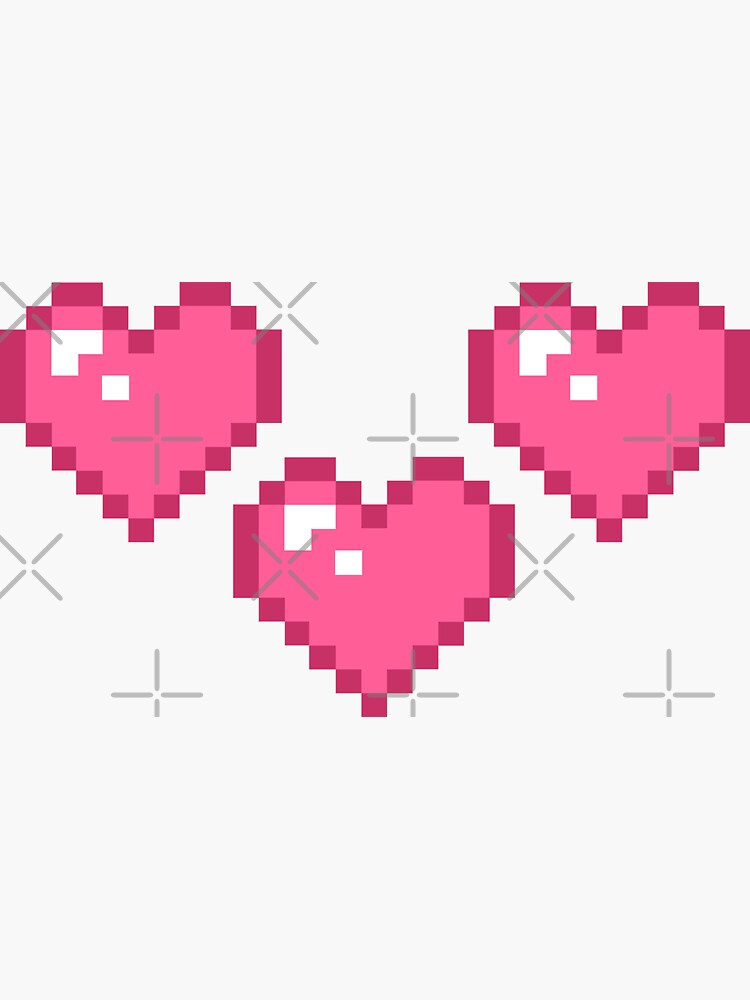 "Cute 3 Pink Pixel Heart" Sticker for Sale by Fleyshop | Redbubble
