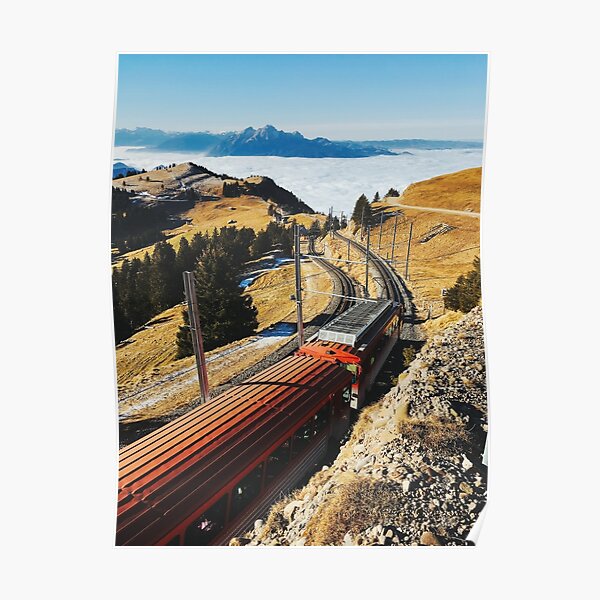 "Cogwheel Train on Mount Rigi With Alpine Range in Background" Poster ...