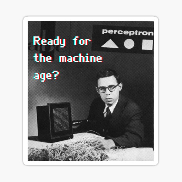 "Ready for the machine learning age? (8-bit 3D)" Sticker by perceptron ...