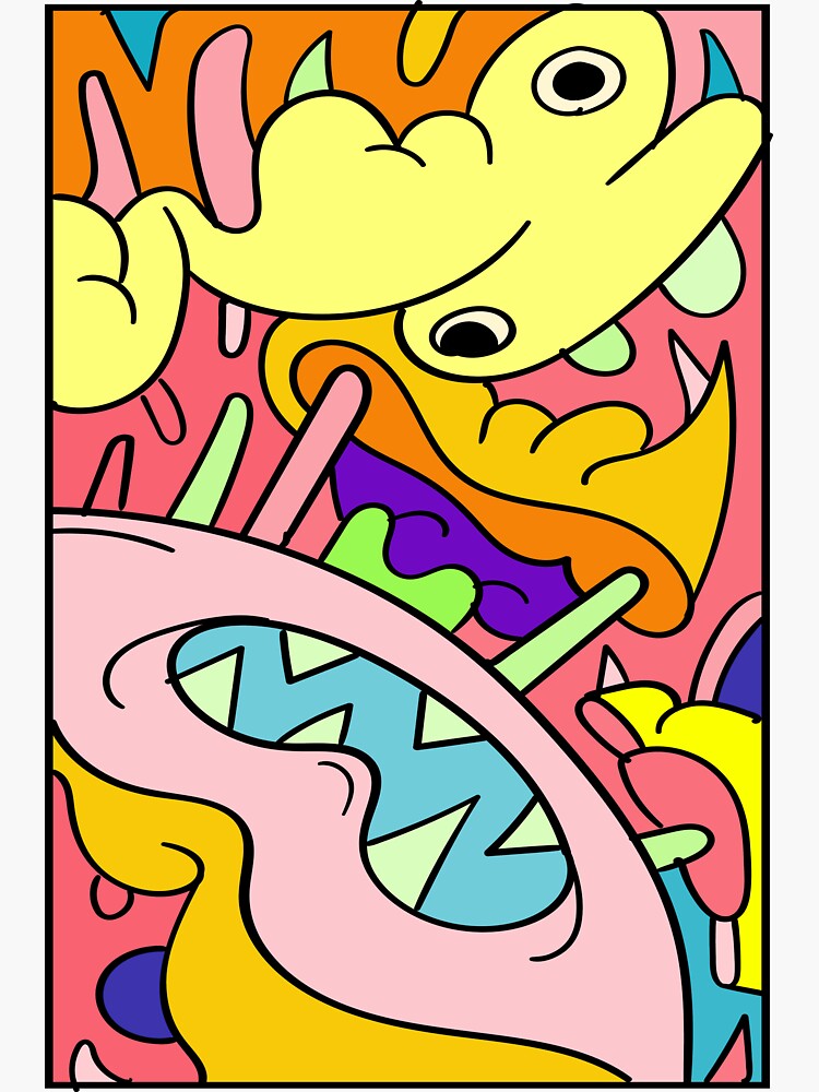 "doodle art work" Sticker by oyajiwb | Redbubble