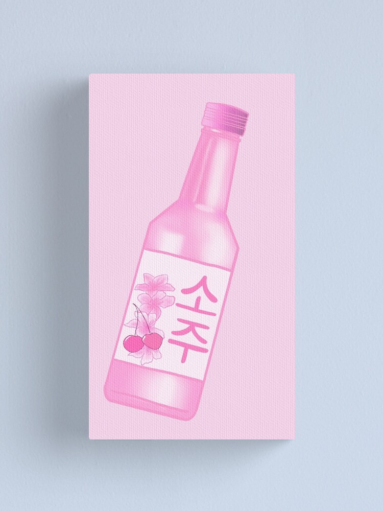 "Cherry flavoured korean pink soju bottle hangul writing cute cherry ...