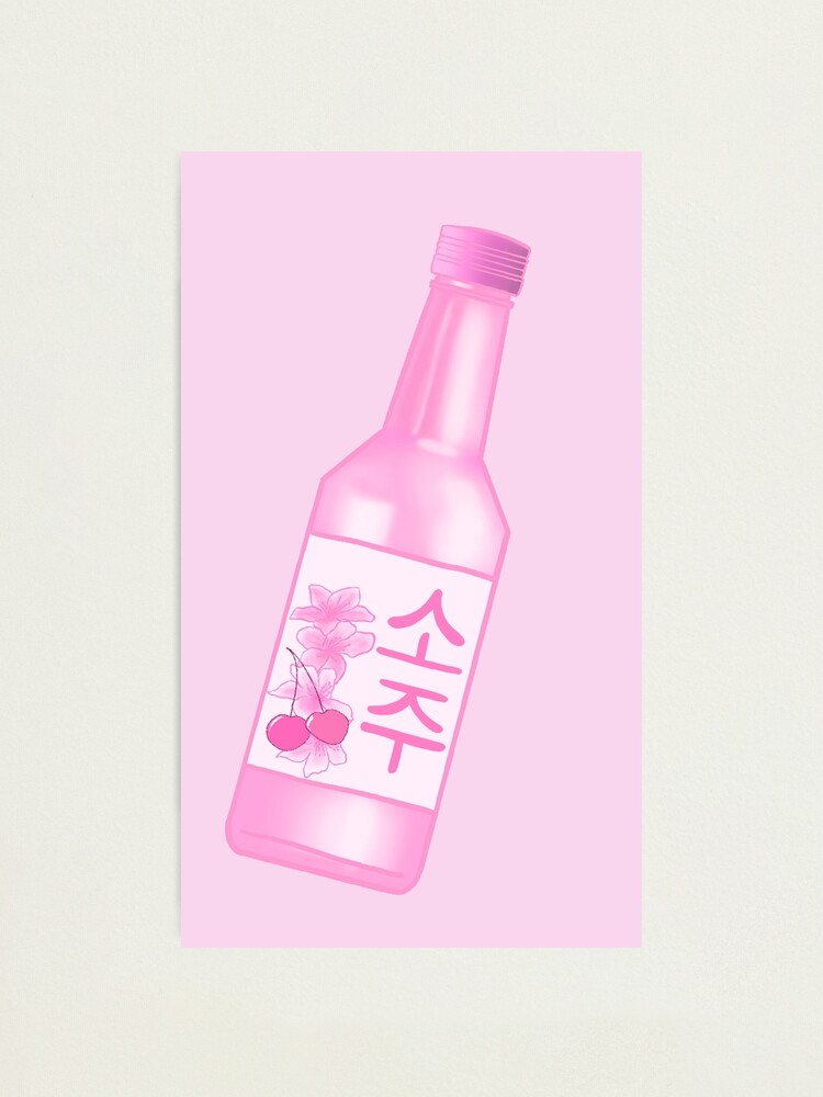 "Cherry flavoured korean pink soju bottle hangul writing cute cherry ...