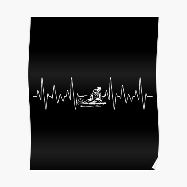 "Skier Heartbeat Skiing Pulse EKG Heart" Poster by DesignsKreation ...
