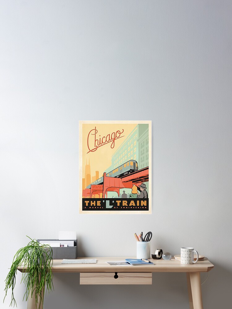 "vintage Chicago poster, Chicago The L poster, The L Train, Art deco ...