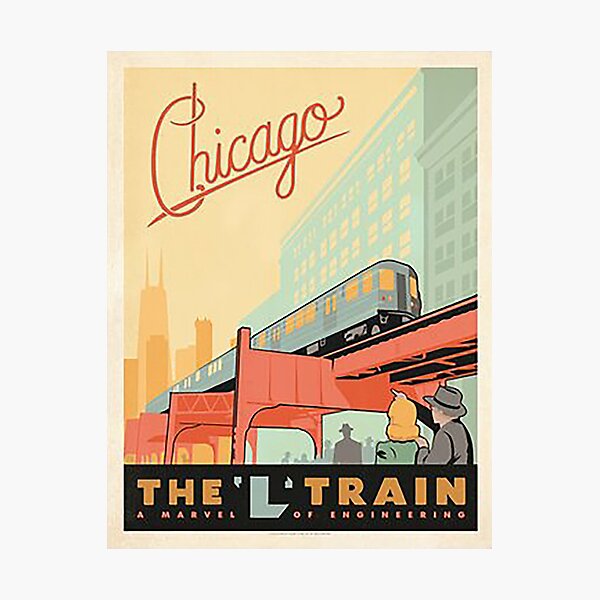 "vintage Chicago poster, Chicago The L poster, The L Train, Art deco ...