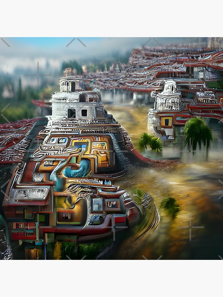 Póster «Arte generado por IA, Ciudad Azteca» de GeminiSq | Redbubble