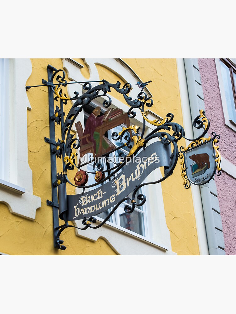 "Historic Fussen Bear Bookstore Sign - Germany - Bavaria" Sticker by ...