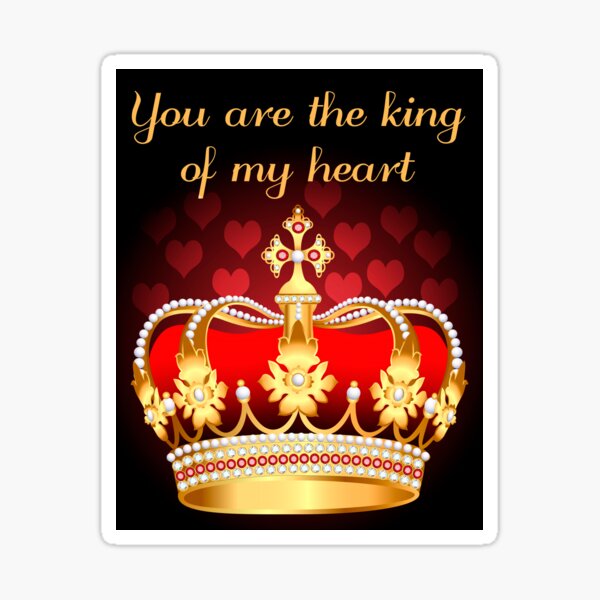 Pegatina «Ilustración eres el rey de mi corazón con corona dorada ...