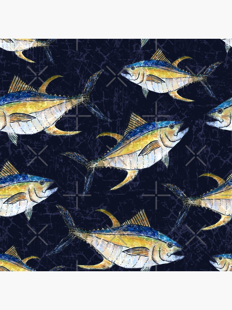 "Yellowfin Tuna Pattern - Deep Blue Sea" Sticker for Sale by ...