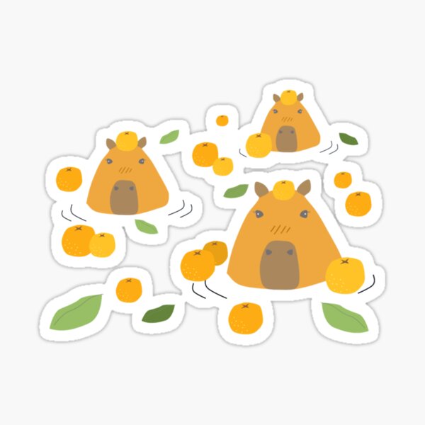 "Capybara Bath wiht Yuzu " Sticker for Sale by CapybaraPrints | Redbubble