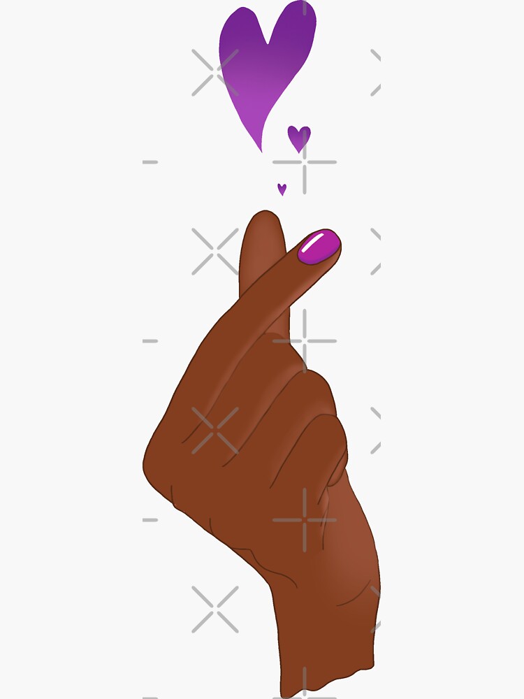 "BLack hand Purple BTS Finger hearts korean hand sign love BORAHAE I ...