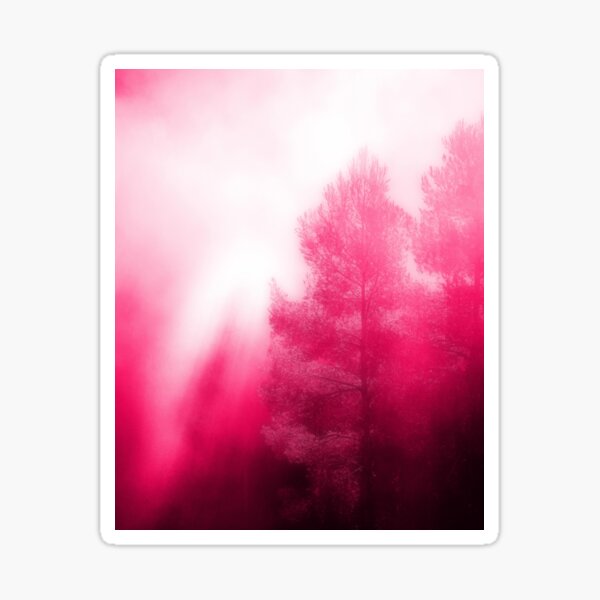 " Nature Photo Mystical Trees Enveloped in Red Mist " Sticker by ...