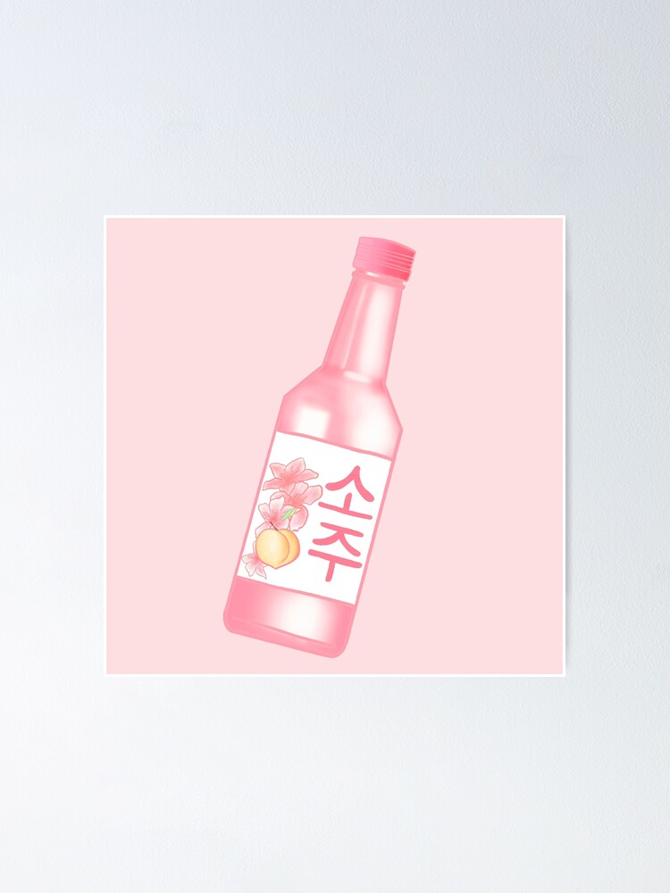 "Peach flavoured korean pink soju bottle hangul writing cute peach ...