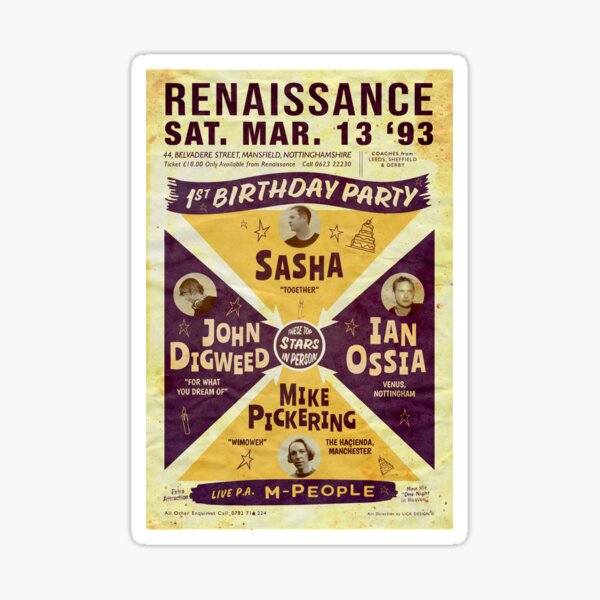 "Renaissance Nottingham 1st Birthday 1993 Sasha John Digweed Mike ...
