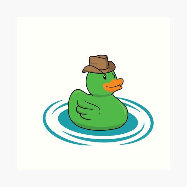"Angry green rubber duck with a cowboy hat" Art Print for Sale by ...