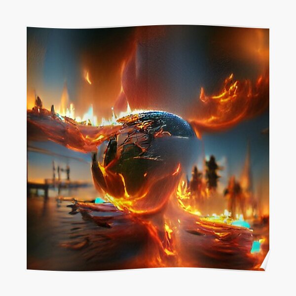 "A world on fire, AI art, surreal dreamcore" Poster for Sale by KayliGo ...