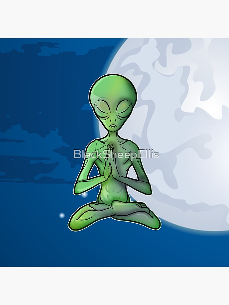 "Zen Aliens Yoga Pose" Sticker by BlackSheepEllis | Redbubble