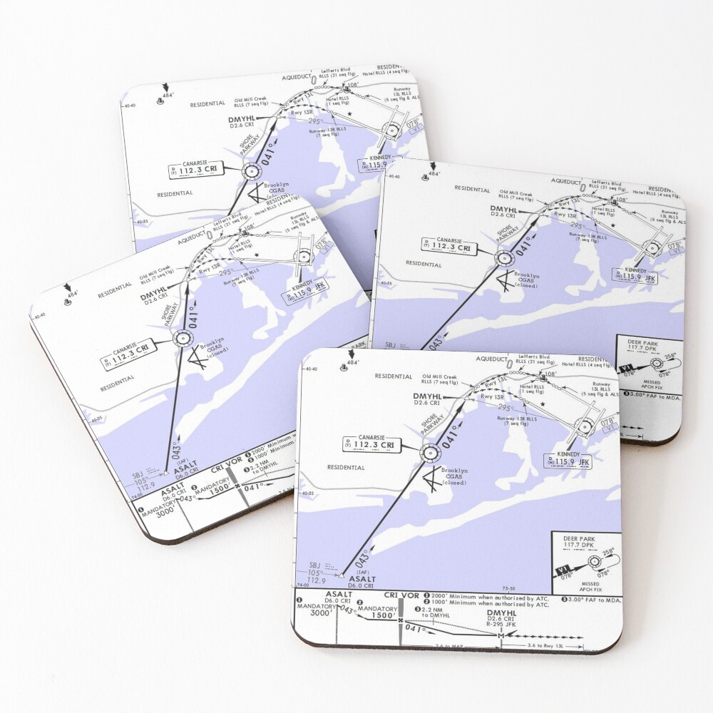 "KJFK/JFK VOR or GPS RWY 13 APPROACH PROCEDURE JEPPESEN CHART" Poster ...