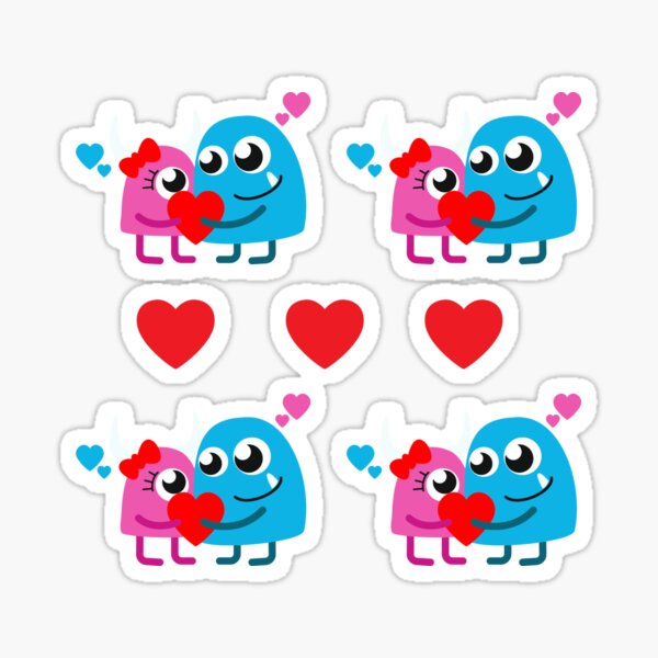"Cute Love Monsters " Sticker for Sale by UglyBoyDesign | Redbubble