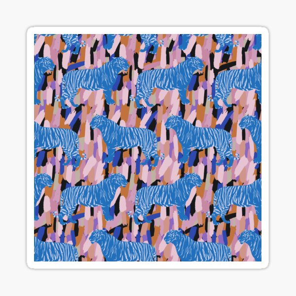 "Year of the Tiger - Tigers with Blue and Purple Abstract" Sticker by ...