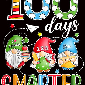 "100 Days Smarter Gnome 100th Day Of School Men Kids Teacher" Sticker ...