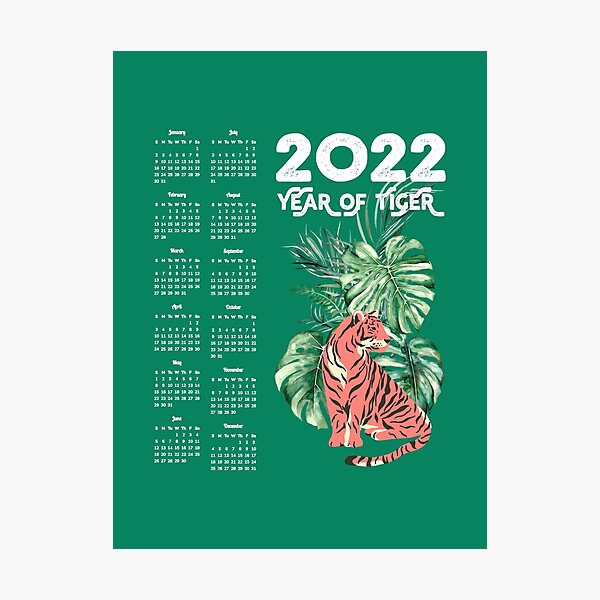 "Calendar 2022 Year of Tiger | Pink Tiger And Monstera Calendar 2022 ...