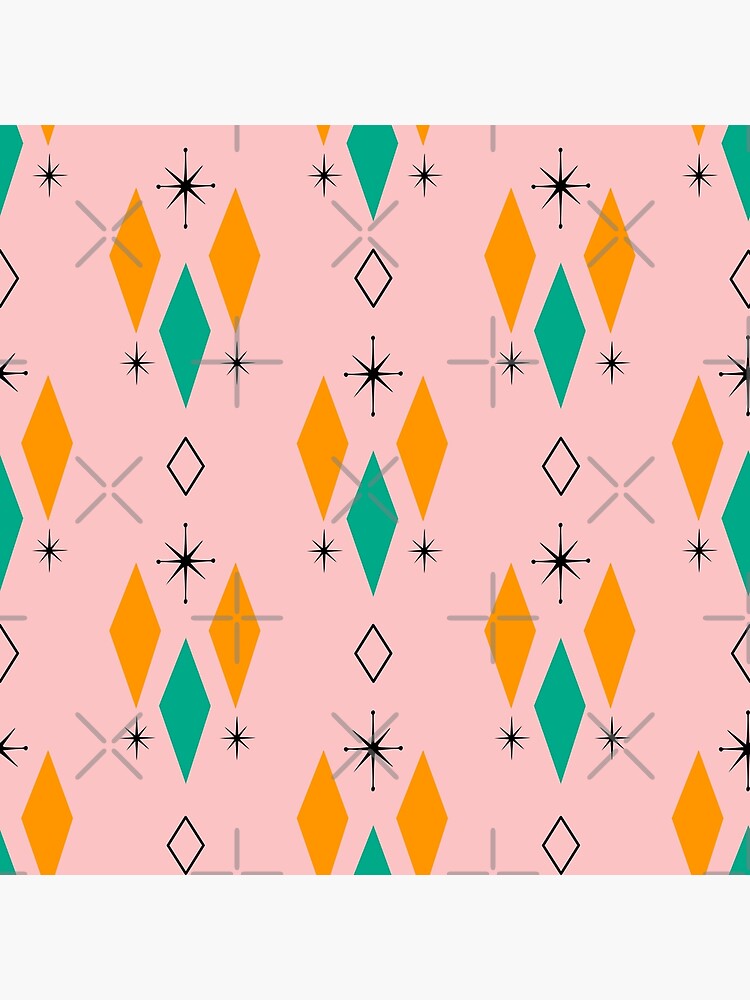 "Mid Century Modern Diamonds and Starbursts Eames Atomic Era Pattern ...